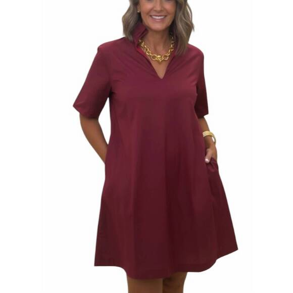Adrienne | Dresses | New Adrienne Olivia Mini Dress In Burgundy | Poshmark